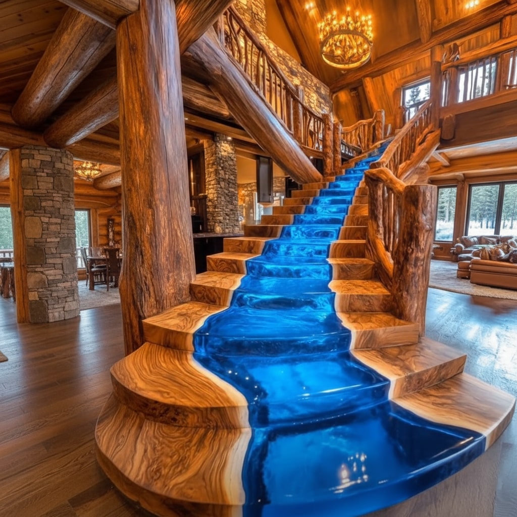 How an Epoxy River Staircase Transforms Architectural Flow and ...