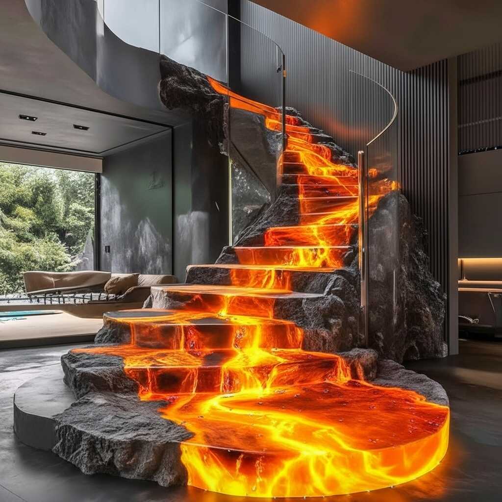Lava Themed Staircase: A Fiery Focal Point in Modern Interior Design ...