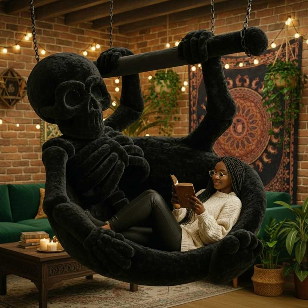 Inside a Skeleton Themed Lounge Swing: Design, Comfort, and Spooky ...