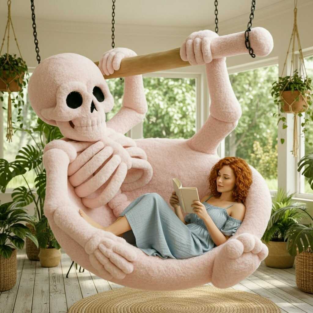 Inside a Skeleton Themed Lounge Swing: Design, Comfort, and Spooky ...