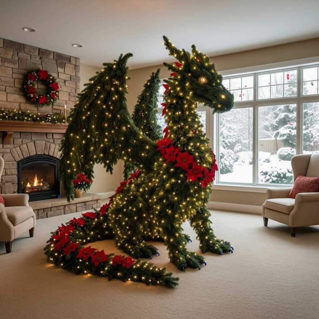 Unleash Festive Fantasy with Dragon Themed Christmas Tree Décor ...