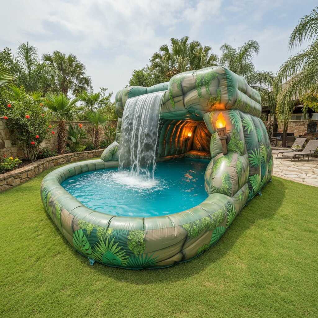 Giant Inflatable Jungle Cave Waterfall Pool Party Ideas - Inspiring Designs