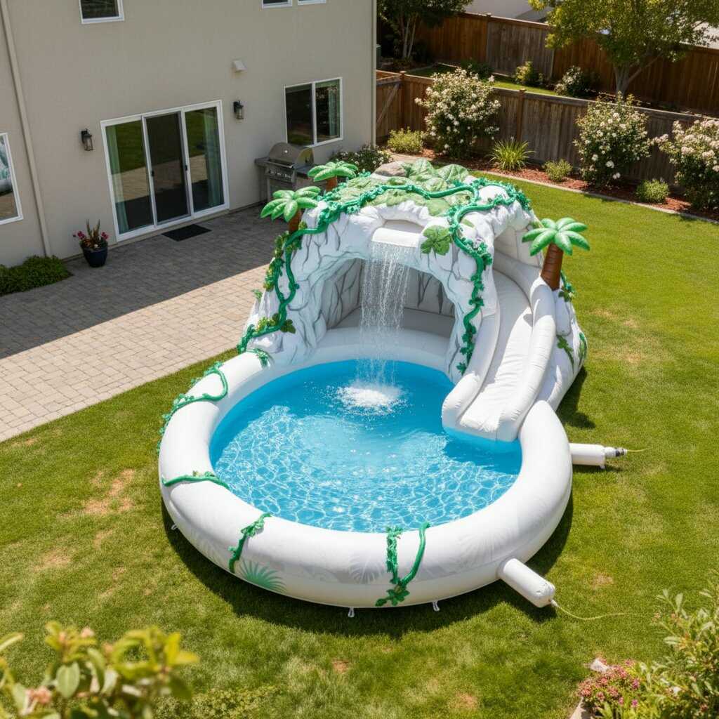 Giant Inflatable Jungle Cave Waterfall Pool Party Ideas - Inspiring Designs